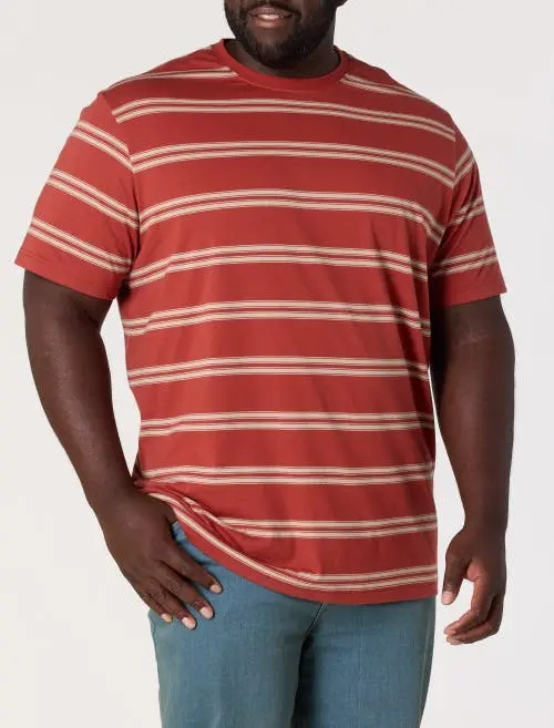 HARBOR BAY BY DXL Big & Tall Moisture-wicking Double-striped T-shirt