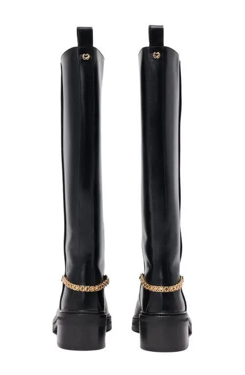 Maje Flat Leather Boots With Chain