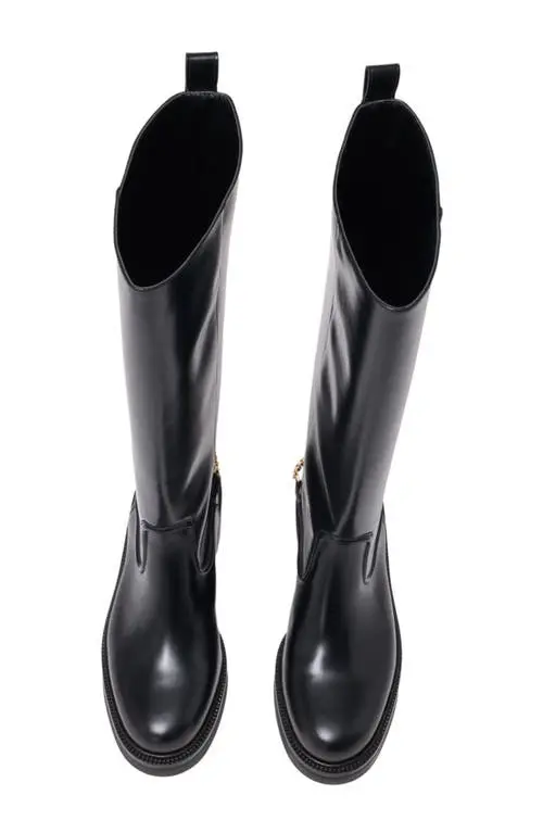 Maje Flat Leather Boots With Chain