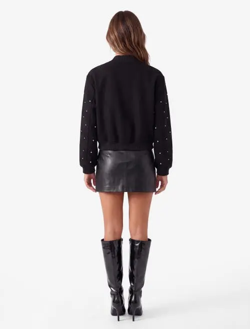 Koton Long Sleeve College Collar Rhinestones Bomber Jacket