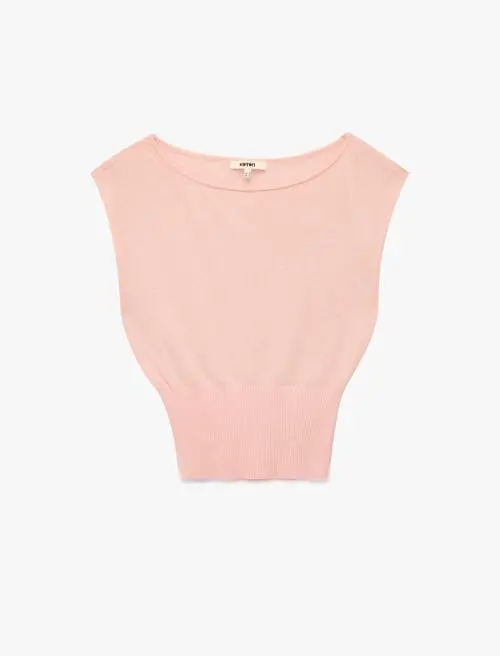 Koton Round Neck Sleeveless Knit Sweater With Ribbed Waistband