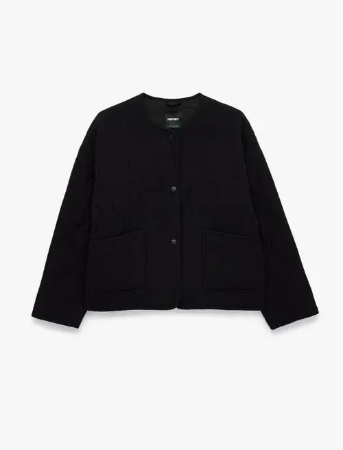 Koton Long Sleeve Crew Neck Quilted Jacket