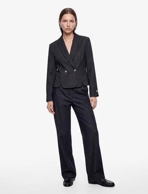 Koton Long Sleeve Notched Lapel Cropped Blazer