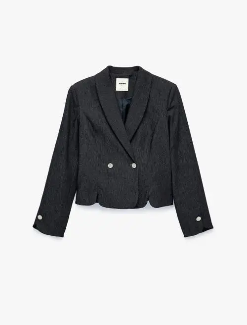 Koton Long Sleeve Notched Lapel Cropped Blazer