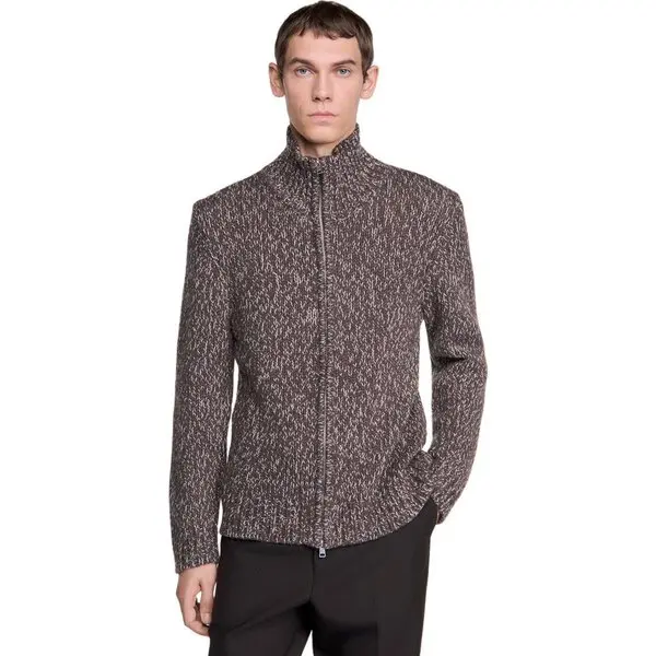Sandro Zipped Wool Cardigan