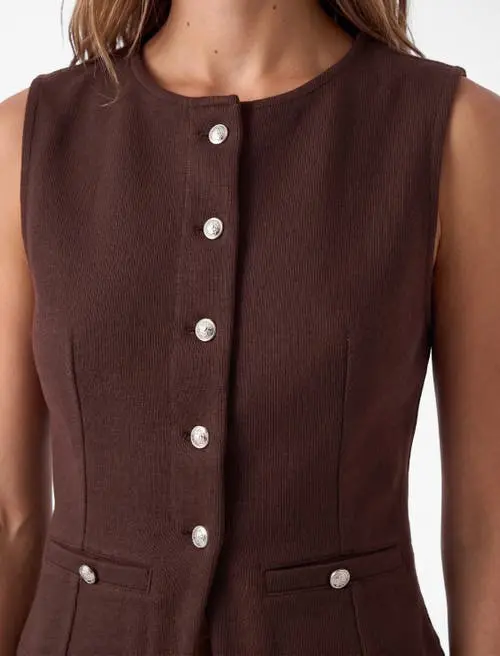 Koton Slim Sleeveless Crew Neck Cardigan