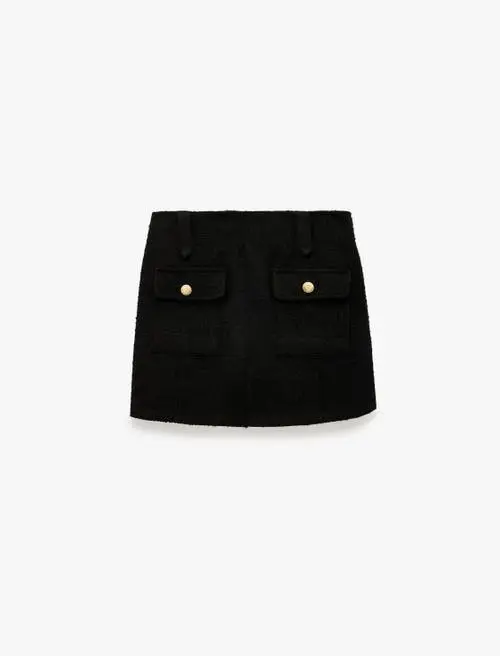 Koton Wool Blend Tweed Mini Skirt With Pockets