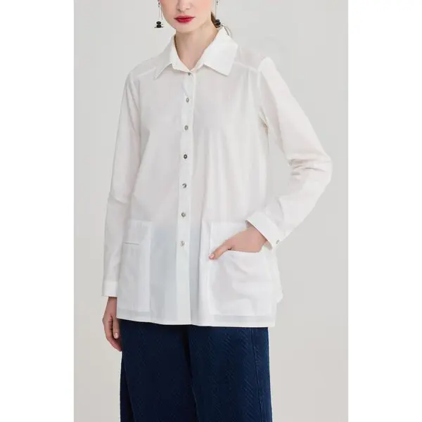 LUUKAA Skyler Cotton Poplin Shirt - Ecru