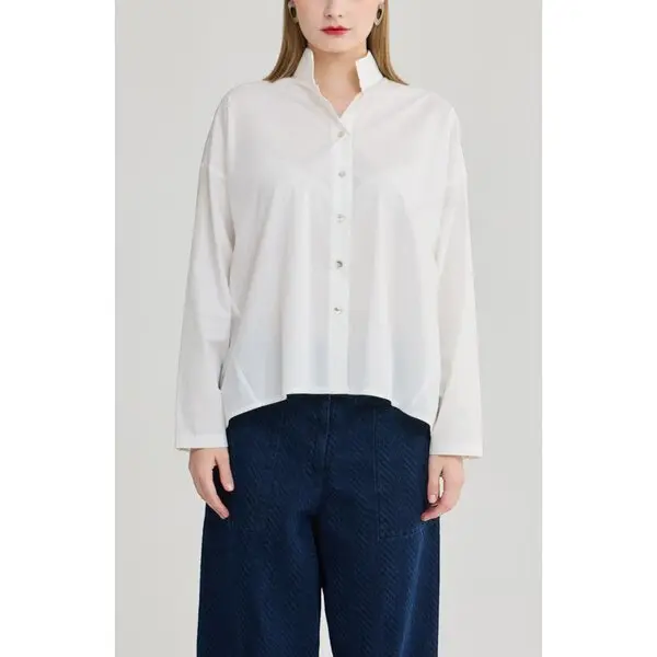 LUUKAA Blair Stand Collar Shirt - Ecru