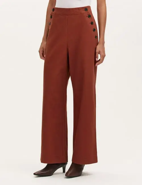 FINERY LONDON Nellie Petite Twill Wide Leg Pants