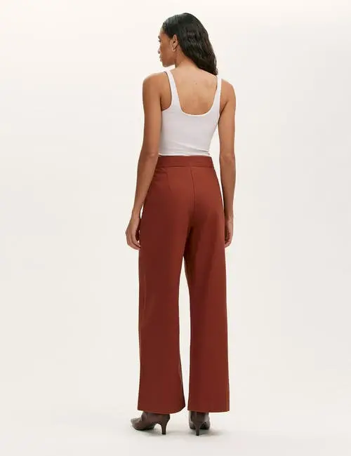 FINERY LONDON Nellie Petite Twill Wide Leg Pants