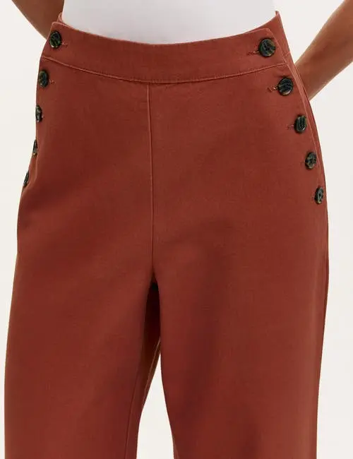 FINERY LONDON Nellie Petite Twill Wide Leg Pants