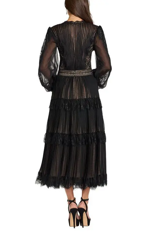 Tadashi Shoji V-neck Lace Midi Dress