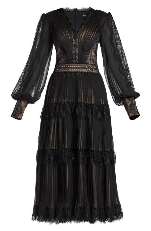 Tadashi Shoji V-neck Lace Midi Dress