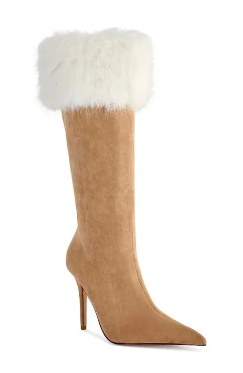 AZALEA WANG Dove Faux Fur Trim Tall Boot