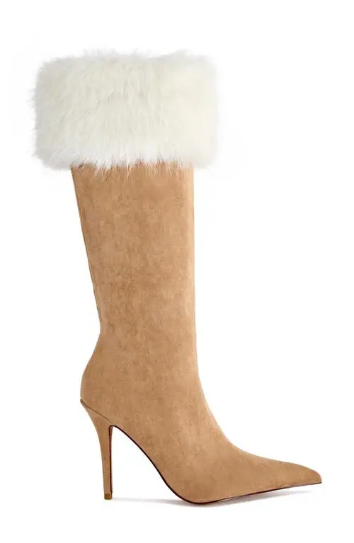 AZALEA WANG Dove Faux Fur Trim Tall Boot
