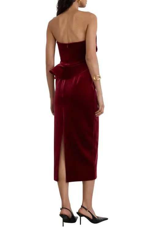 REISS Dasha Velvet One-shoulder Midi Dress