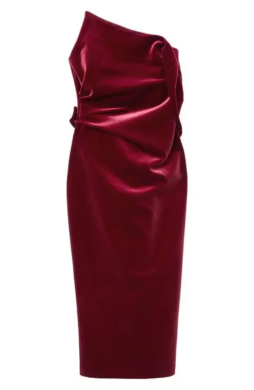 REISS Dasha Velvet One-shoulder Midi Dress