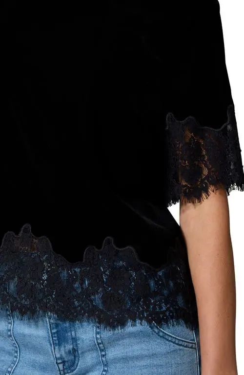 Sanctuary One Of A Kind Lace Trim Velvet Top