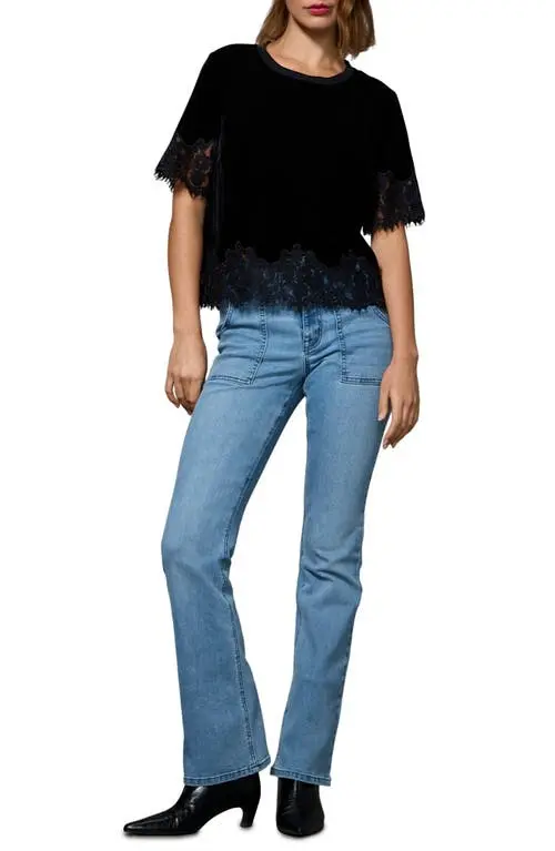 Sanctuary One Of A Kind Lace Trim Velvet Top