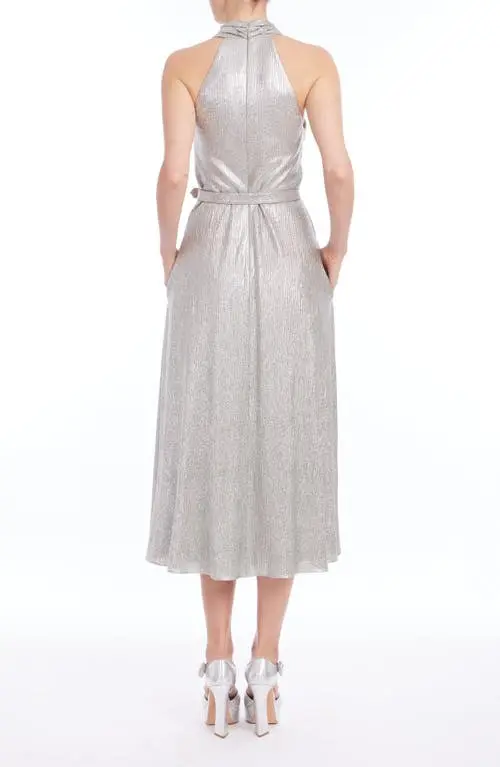 Badgley Mischka Twist Halter Midi Dress