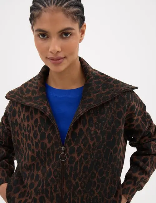 HUSH Leopard Print Double Zip Sweatshirt
