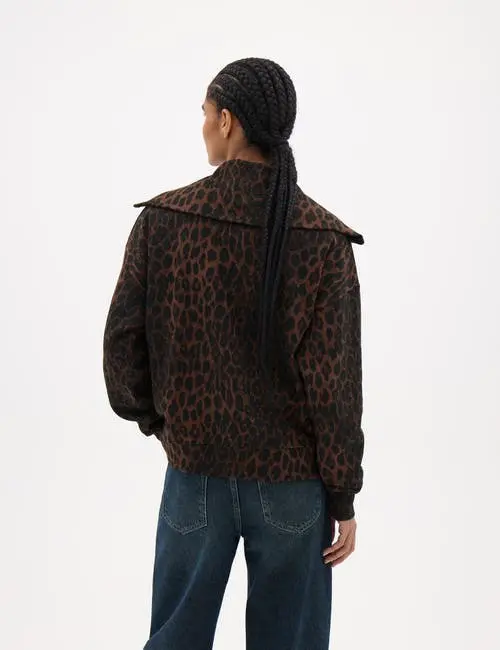 HUSH Leopard Print Double Zip Sweatshirt