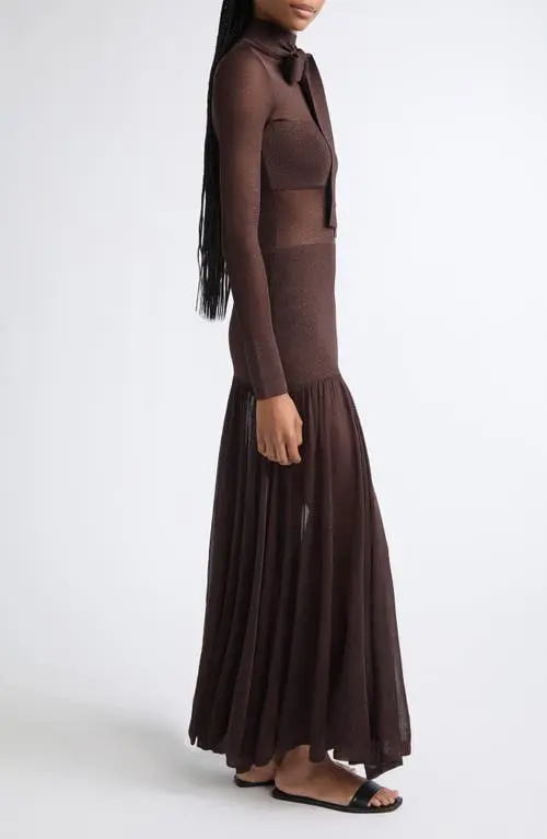 Zimmermann Clash Metallic Tie Neck Sweater Dress