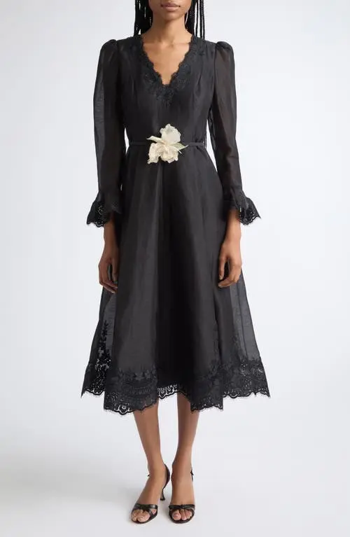 Zimmermann Clash Linen & Silk Midi Dress