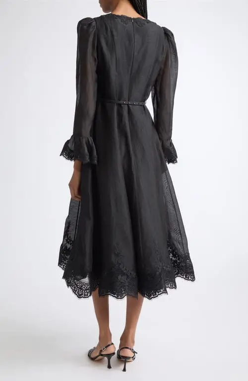 Zimmermann Clash Linen & Silk Midi Dress