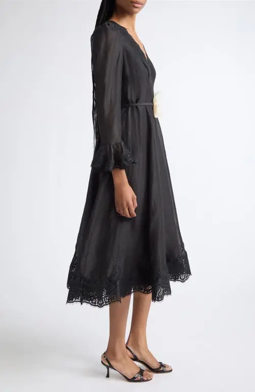 Zimmermann Clash Linen & Silk Midi Dress