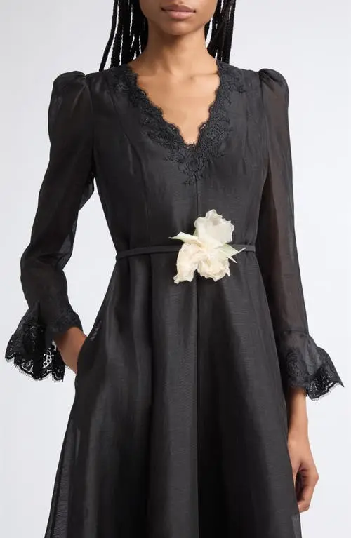 Zimmermann Clash Linen & Silk Midi Dress