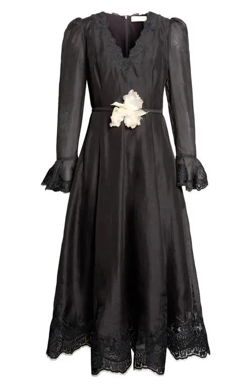 Zimmermann Clash Linen & Silk Midi Dress