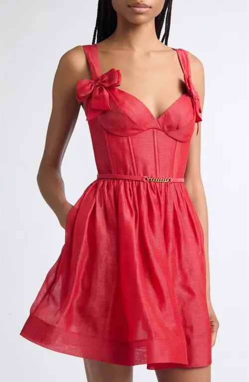 Zimmermann Bow Linen & Silk Minidress