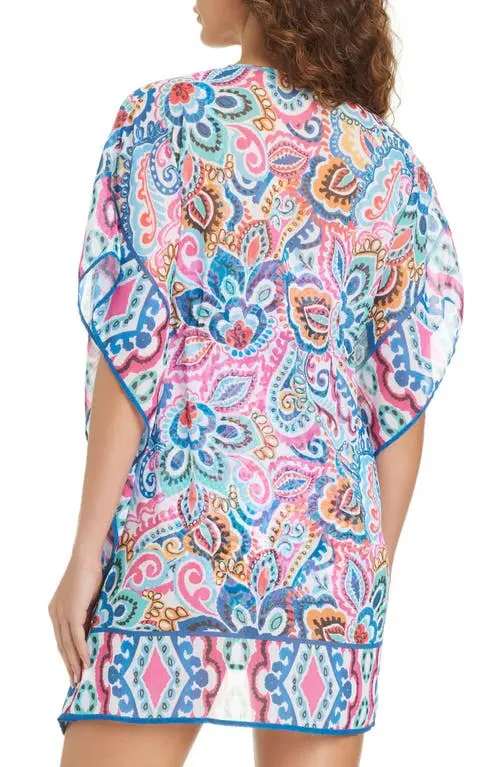 BEYOND CONTROL Print V-neck Caftan Cover-up