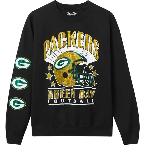 Junk Food Green Bay Packers Glitter Graphic Sweatshirt - Black