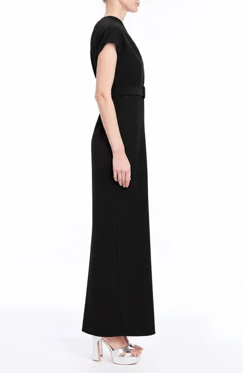 Badgley Mischka One-shoulder Belted Gown - Black