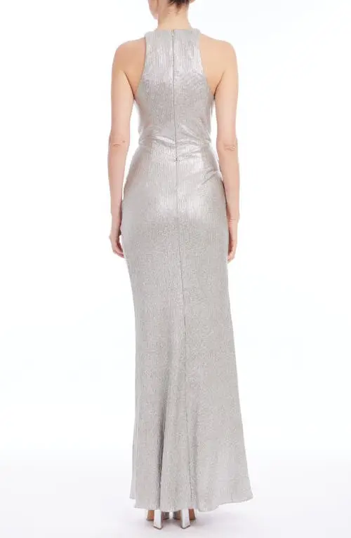 Badgley Mischka V-neck Stretch Lurex Gown