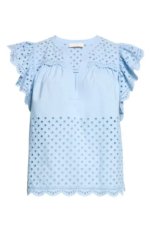 Ulla Johnson Elizat Flutter Sleeve Eyelet Cotton Top