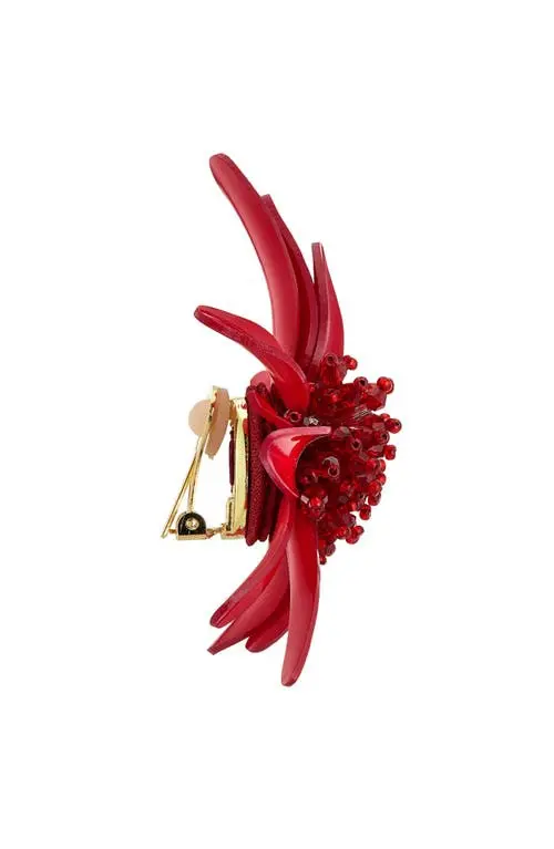 Oscar De La Renta Large Resin Flower Clip-on Earrings