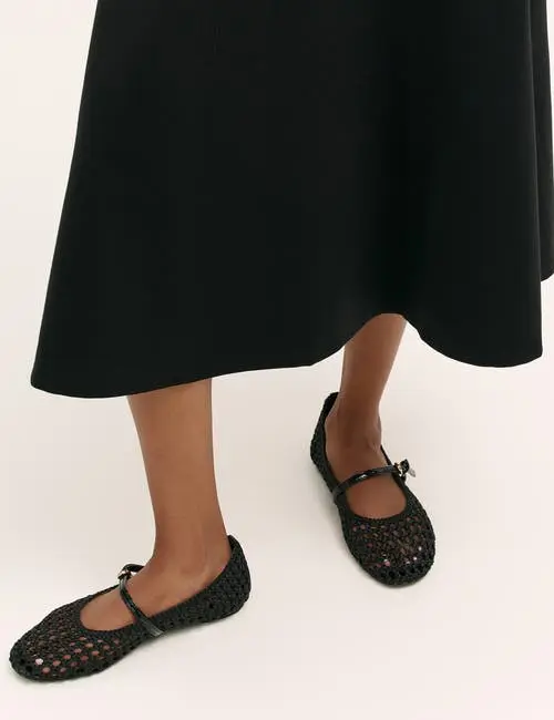 FINERY LONDON Mae Ponte Jersey A-line Midi Skirt - Black