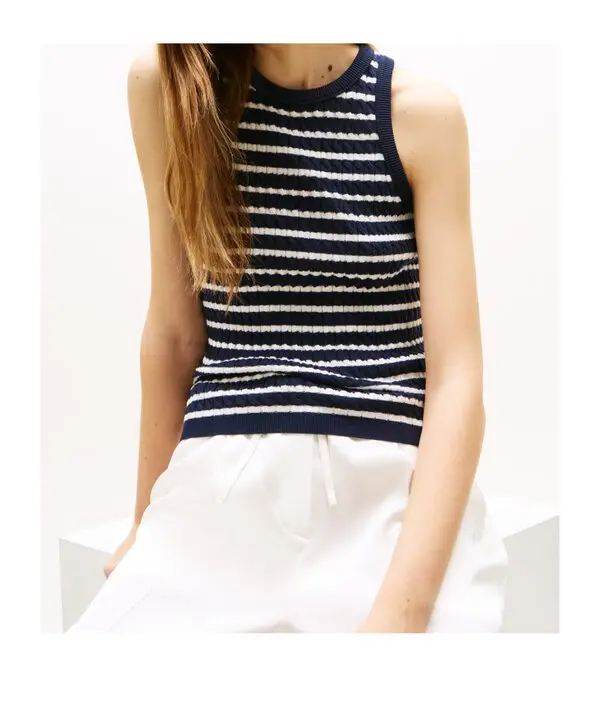Tommy Hilfiger Cable Knit Sleeveless Slim Jumper