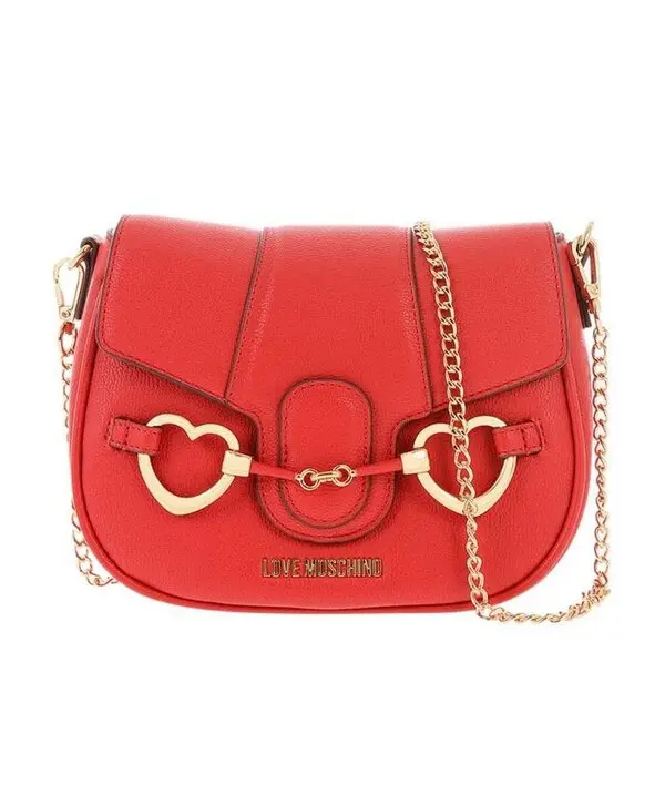 Moschino Big Heartbit Buckle Crossbody Bag - Red