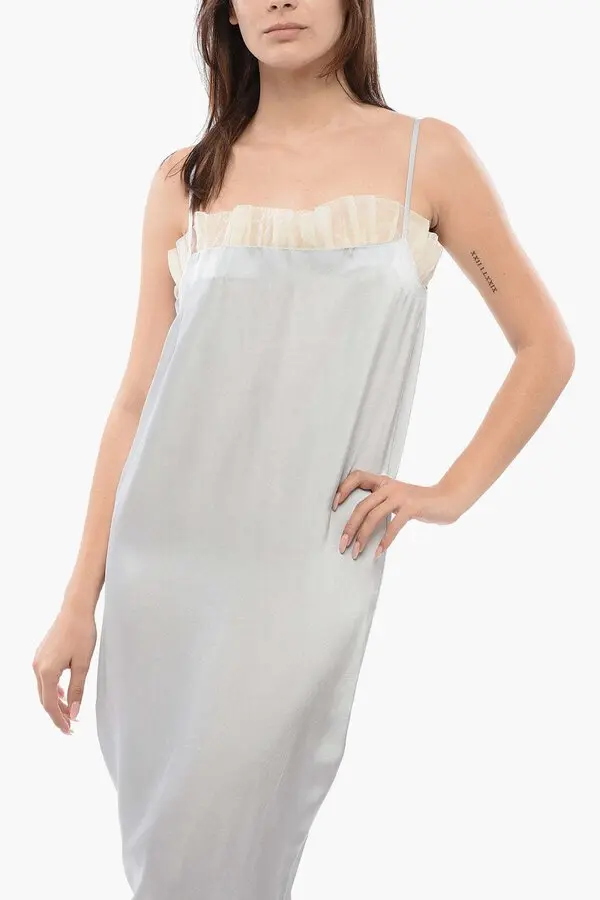 Off-White Ruffle-trim Bandeau Midi Dress