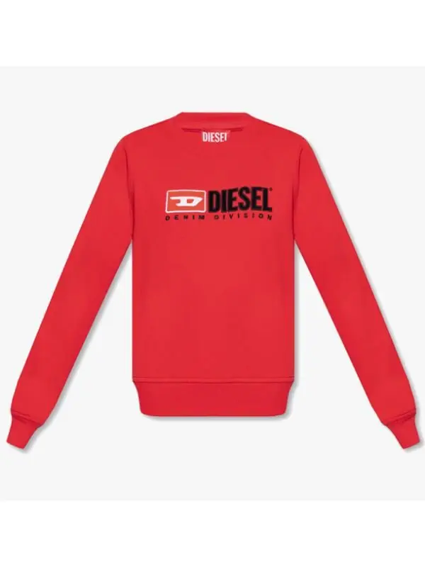 DIESEL® Embroidered-logo Crew Neck Sweatshirt - Red