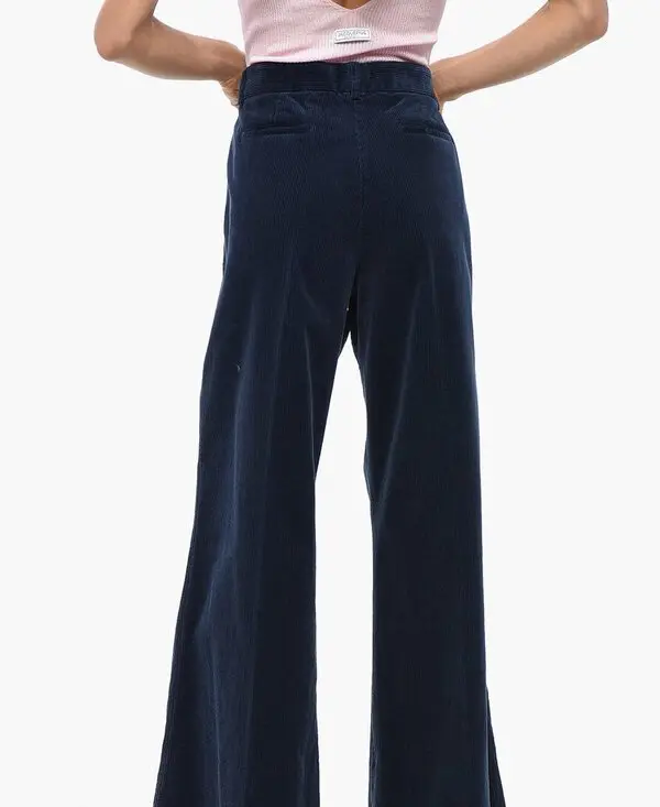 QL2 QUELLEDUE Melody Ribbed-velour Wide-leg Trousers