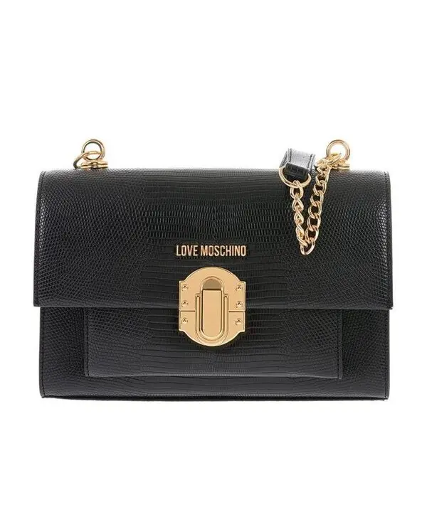 Moschino Logo-plaque Chain-link Cross Body Bag - Black