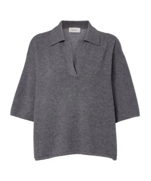 LISA YANG Cashmere Polo Sweater - Gray