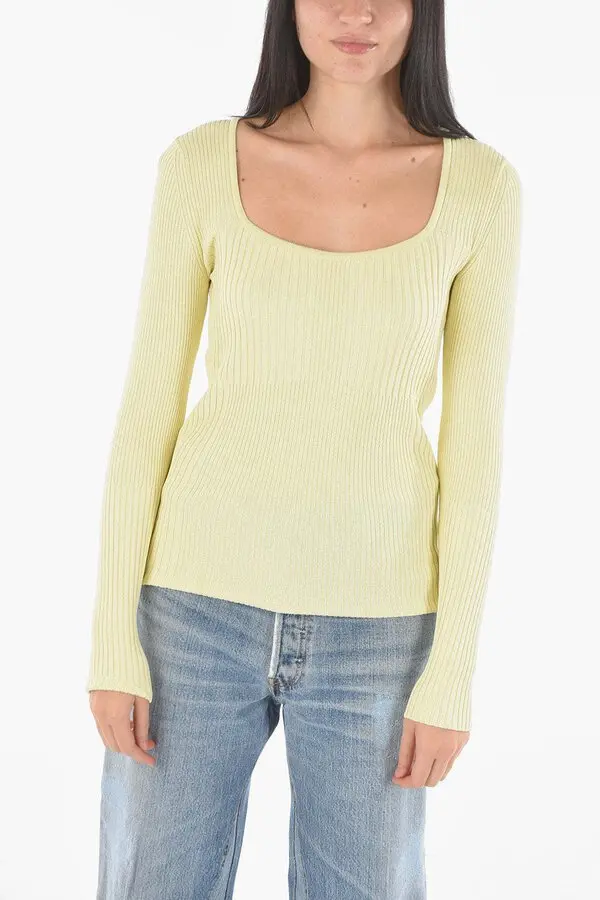 AERON Ribbed Round-neck Top - Yellow