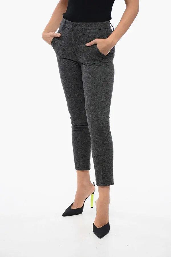 DONDUP Carmen Herringbone-pattern Trousers - Gray